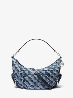 Michael Kors Merritt Medium Patchwork Denim Convertible Shoulder Bag - Blue