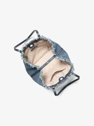 Michael Kors Avalon Medium Embellished Denim Convertible Tote Bag
