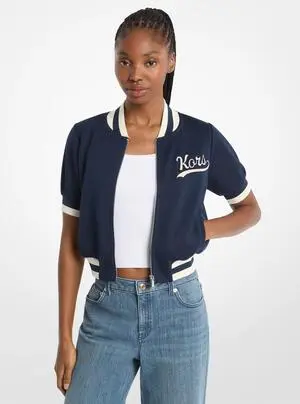 Michael Kors Sporty Piqué Cropped Short-sleeve Jacket - Blue