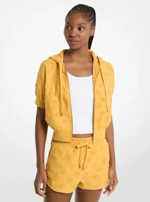 Michael Kors Logo Jacquard Terry Short-sleeve Jacket - Yellow