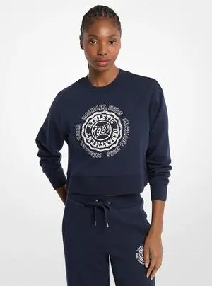 Michael Kors Graphic Logo Cotton Blend Cropped Sweatshirt - Blue