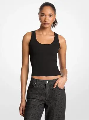 Michael Kors Ribbed Viscose Tank Top - Black