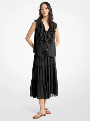 Michael Kors Ruffled Georgette Blouse - Black