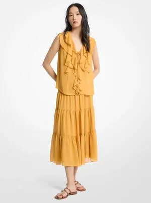 Michael Kors Ruffled Georgette Blouse - Yellow