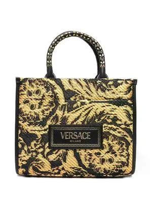 Versace Small Barocco Athena Raffia Tote Bag