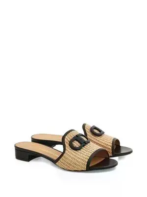 FERRAGAMO Gancini Ornament Raffia Sandals