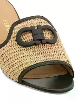 FERRAGAMO Gancini Ornament Raffia Sandals