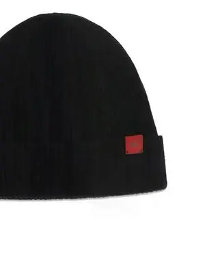 Kiton Ribbed Beanie Hat With Logo Patch