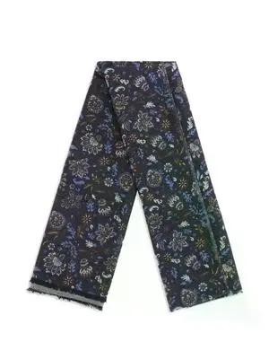 Kiton Paisley Floral-print Frayed Scarf