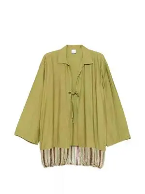 COTAZUR Crinkled Texture Fringe Trim Shirt