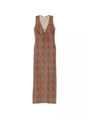 COTAZUR Leopard Print Ring Detail Maxi Dress