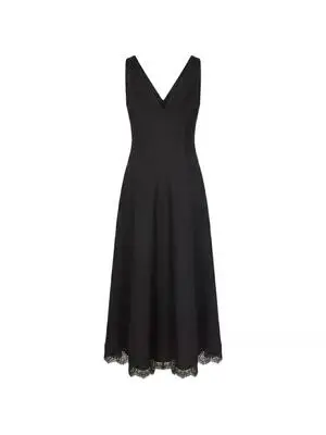 Valentino Garavani Wool Lace Trim V-neck Dress