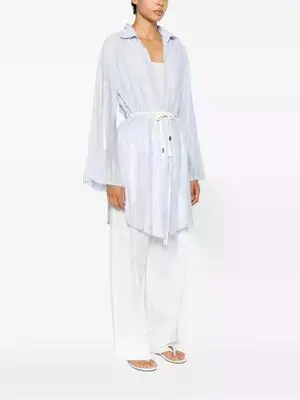 COTAZUR Vertical Stripe Belted Shirt