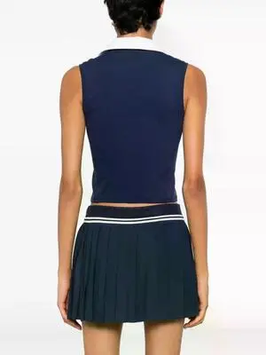 SPORTY & RICH Sleeveless Contrast-collar Top
