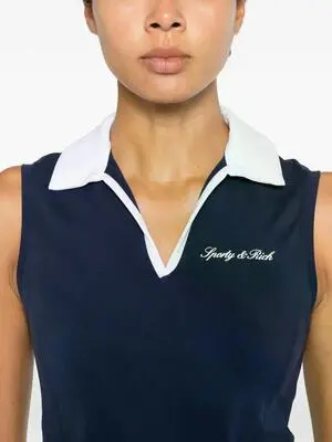 SPORTY & RICH Sleeveless Contrast-collar Top