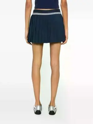 SPORTY & RICH Abigail Logo-embroidered Pleated Skirt