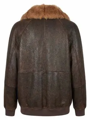 Brunello Cucinelli Shearling Lined Leather Bomber Jacket - Multicolor