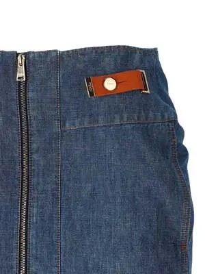 Fendi Chambray Denim Zip-up Midi Skirt
