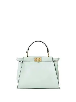 Fendi Peekaboo Mini Woven Raffia Bag With Leather Trim