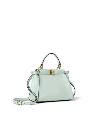 Fendi Peekaboo Mini Woven Raffia Bag With Leather Trim
