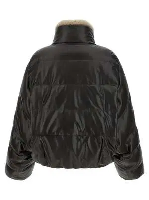 Brunello Cucinelli Padded Lamb Leather Jacket With Removable Sheepskin Collar