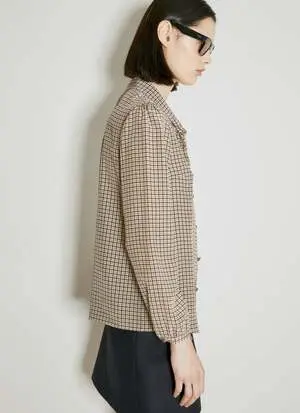 Prada Jacquard Houndstooth Check Silk Shirt