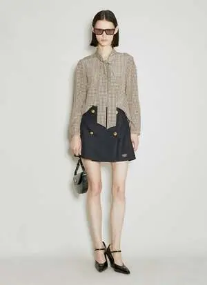 Prada Jacquard Houndstooth Check Silk Shirt