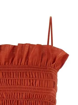 Andamane The Attico Suri Smock-stitch Cotton Muslin Top - Red