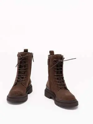 Brunello Cucinelli Calf Leather Lace-up Ankle Boots - Multicolor