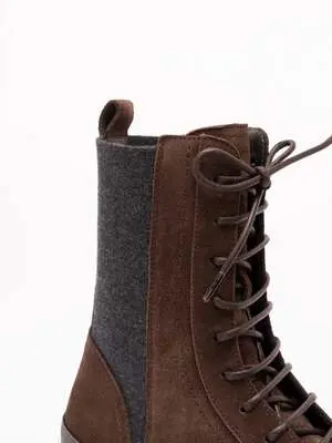 Brunello Cucinelli Calf Leather Lace-up Ankle Boots - Multicolor