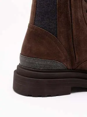 Brunello Cucinelli Calf Leather Lace-up Ankle Boots - Multicolor