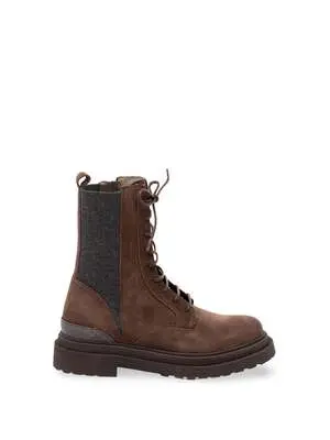 Brunello Cucinelli Calf Leather Lace-up Ankle Boots - Multicolor