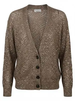 Brunello Cucinelli Merino Wool Zip-up Cardigan With Embellishments - Multicolor