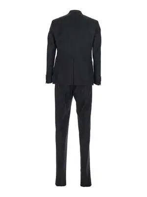Tagliatore Black Single-breasted Suit With Jacket And Vest In Wool - Multicolor
