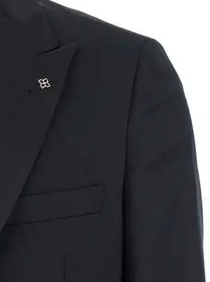 Tagliatore Black Single-breasted Suit With Jacket And Vest In Wool - Multicolor