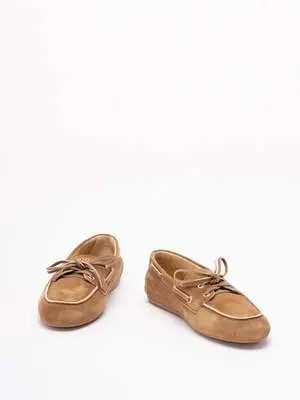 Miu Miu Unlined Bleached Suede Boat Shoes - Multicolor