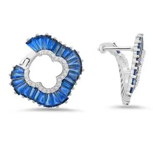KYLIE HARPER Sapphire Clover Statement Hoop Earrings In Sterling - Silver