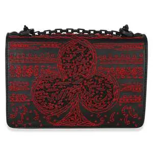 Dior Red Embroidered Heart Clover Beaded Jadior Chain Flap Bag