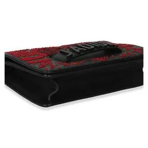 Dior Red Embroidered Heart Clover Beaded Jadior Chain Flap Bag