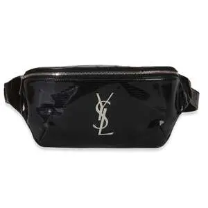 Saint Laurent Calfskin Lizard Embossed Monogram Belt Bag - Black