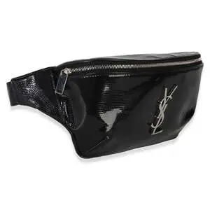 Saint Laurent Calfskin Lizard Embossed Monogram Belt Bag