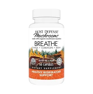 Host Defense Breathe Capsules Immune & Respiratory Support Mushroom Supplement - No Color