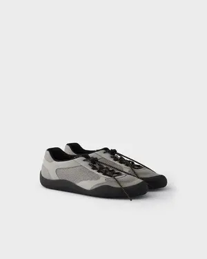 Prada Speedrock Leather And Mesh Fabric Sneakers - Grey