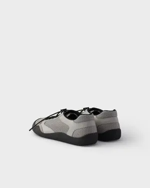 Prada Speedrock Leather And Mesh Fabric Sneakers - Grey