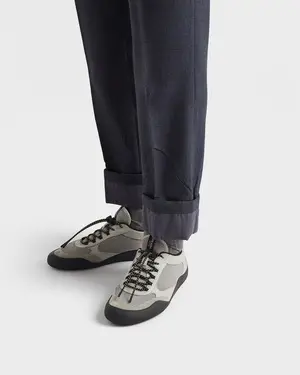 Prada Speedrock Leather And Mesh Fabric Sneakers - Grey