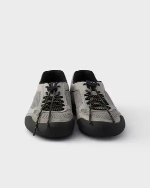 Prada Speedrock Leather And Mesh Fabric Sneakers - Grey