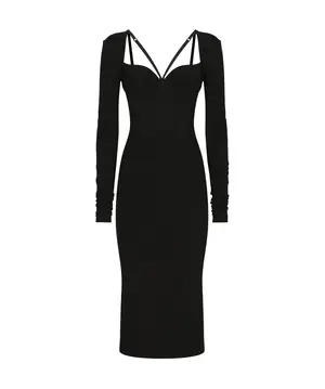 Dolce & Gabbana Dolce Gabbana Jersey Milano Rib Calf-length Dress - Black