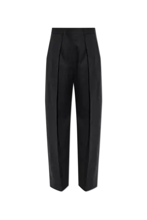 Victoria Beckham Wool Pleated Trousers - Grey