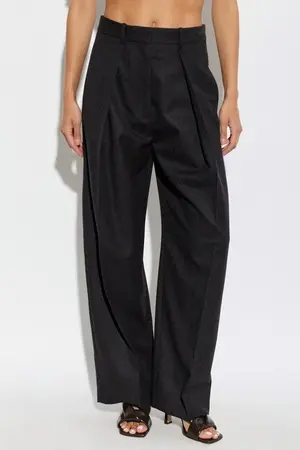 Victoria Beckham Wool Pleated Wide-leg Trousers