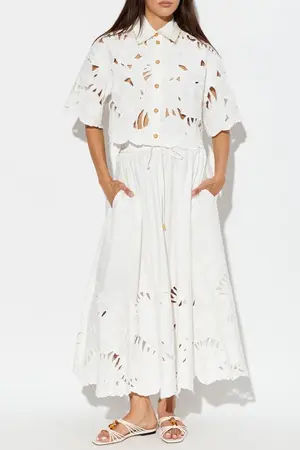 Zimmermann Decorative Weave Maxi Skirt With Richelieu Embroidery